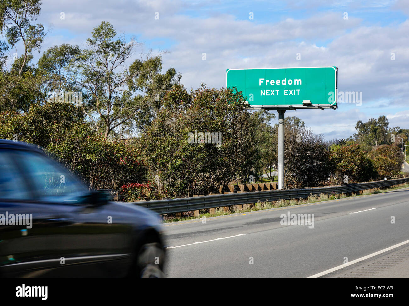 Freedom Next Exit Sign Stock Photo - Alamy