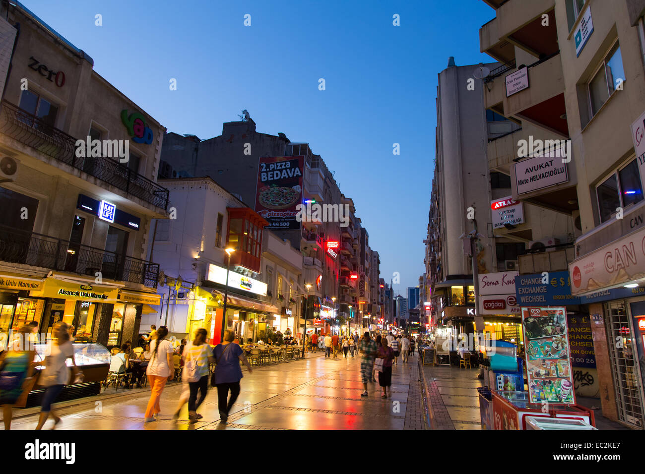 IZMIR, TURKEY - JULY 21, 2014: People in Kibris Sehitleri Avenue where ...