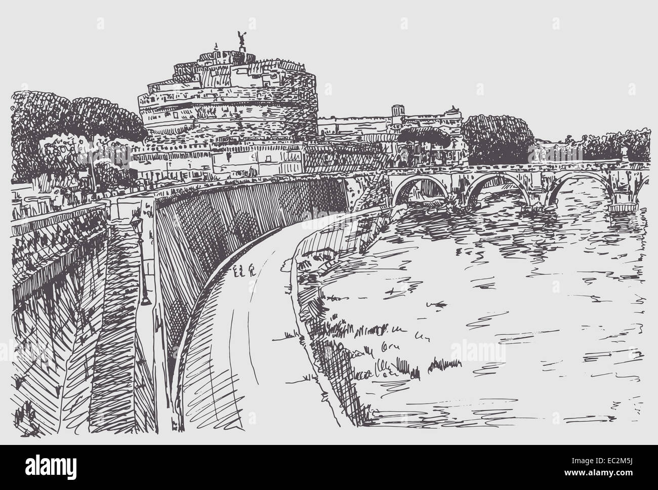 Original Hand Drawing Rome Italy High Resolution Stock Photography and ...