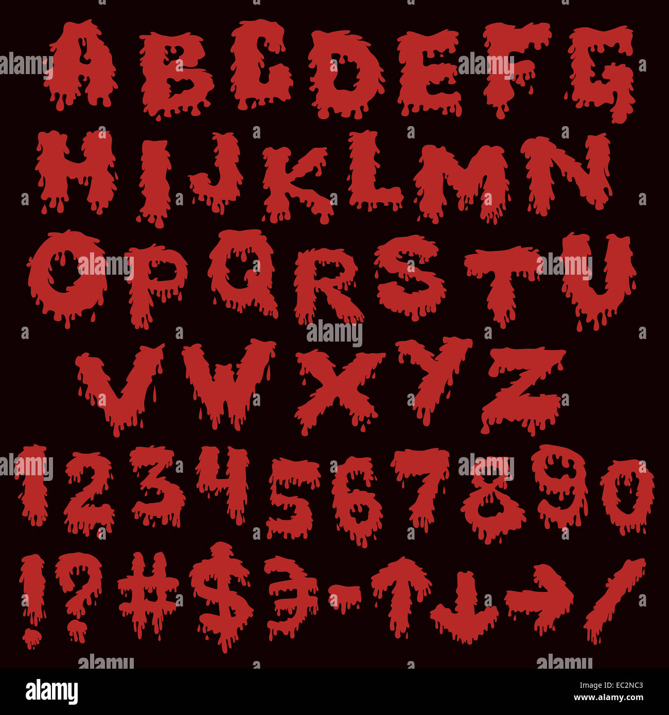 Red font smudges. alphabet splashing Stock Photo - Alamy