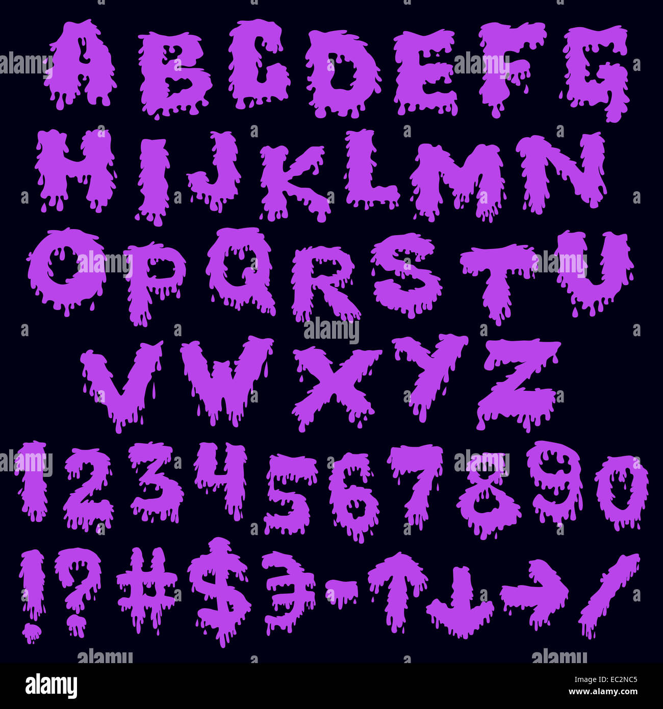 Purple font smudges. alphabet splashing Stock Photo - Alamy