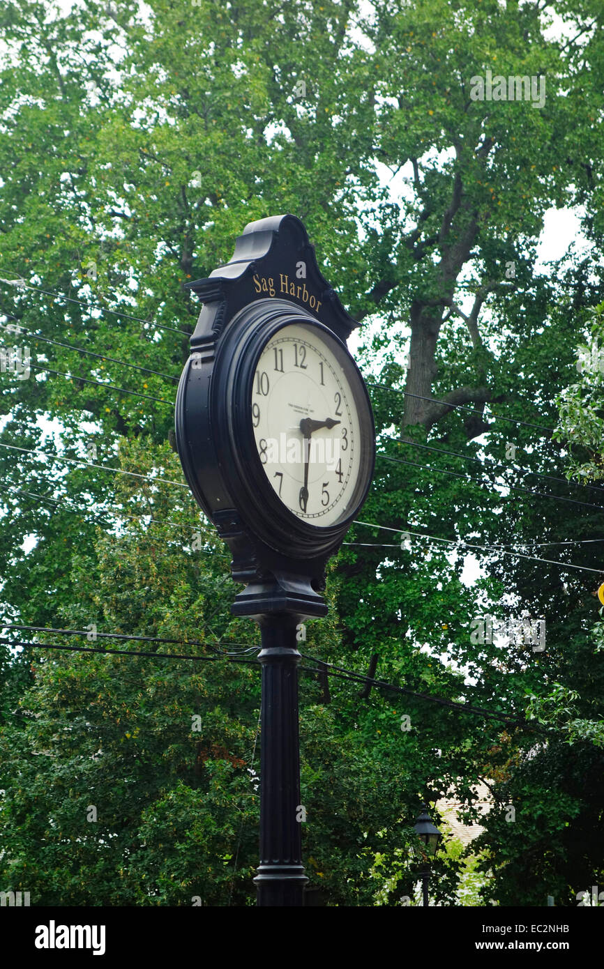 Sag harbor long island New York street clock Stock Photo - Alamy