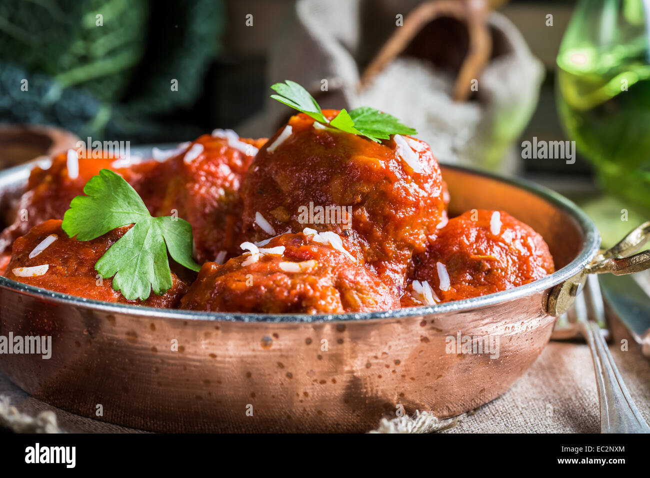 Closeup of meatballs in tomato sauce Stock Photo - Alamy
