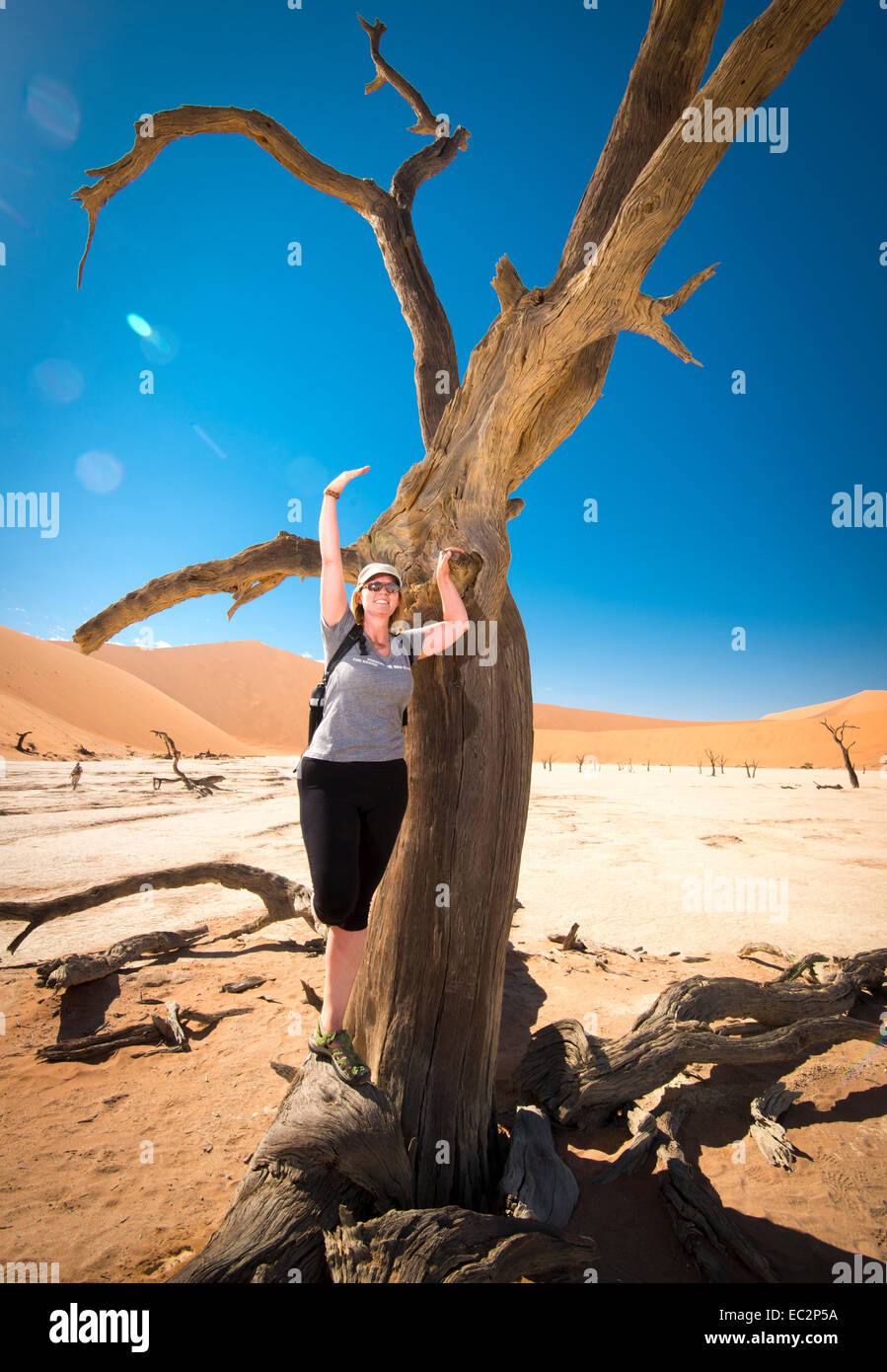 Africa, Namibia. Namibia Desert. Sossusvlei, Naukluft Park. Woman ...