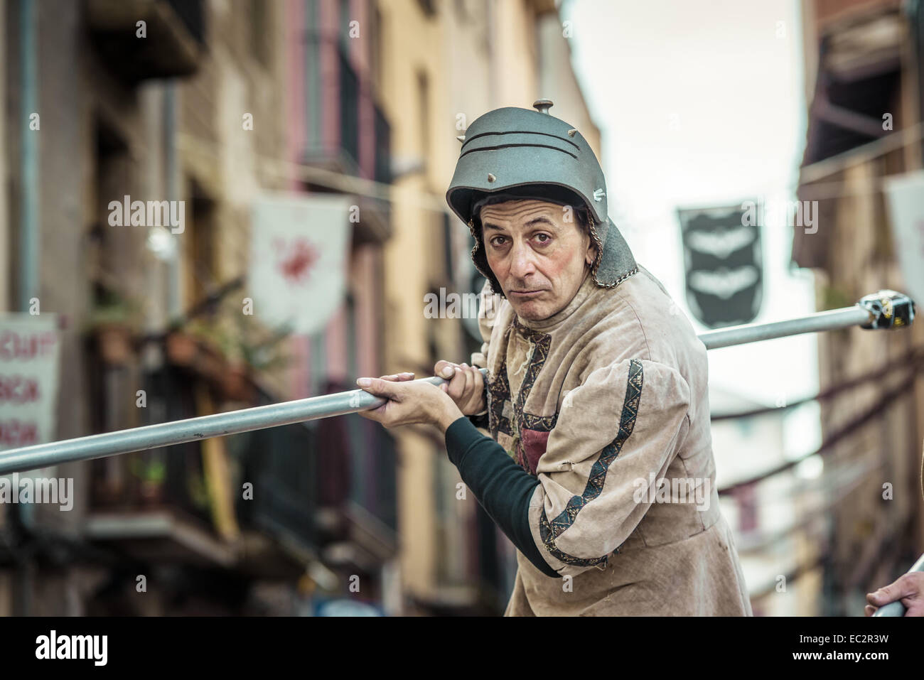 Vic, Catalonia, Spain. 8th Dec, 2014. Historic city guards on stilts in ...