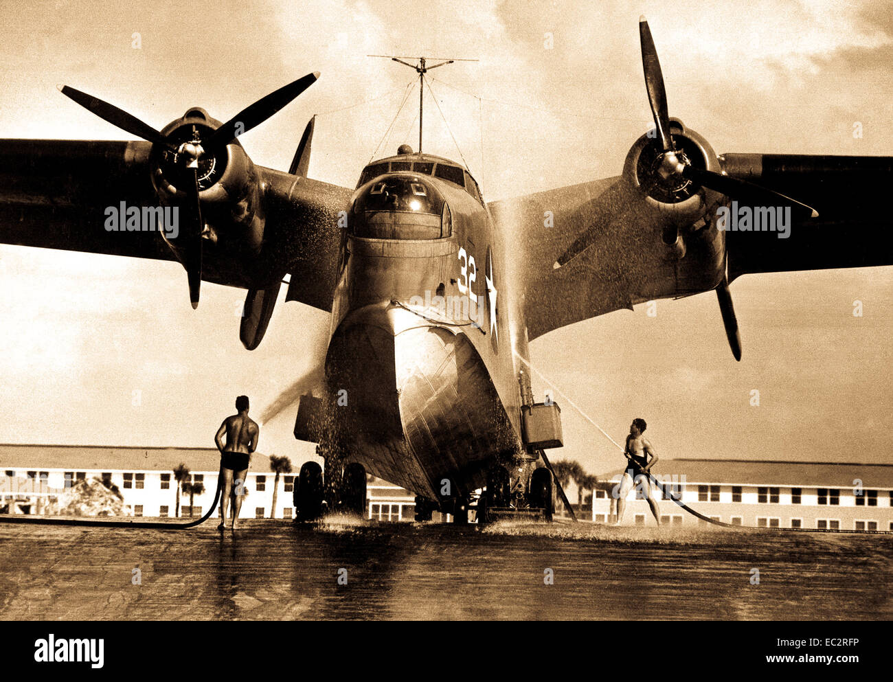 PBM is hosed down after it was hauled up ramp at NAS Banana River, Fla ...
