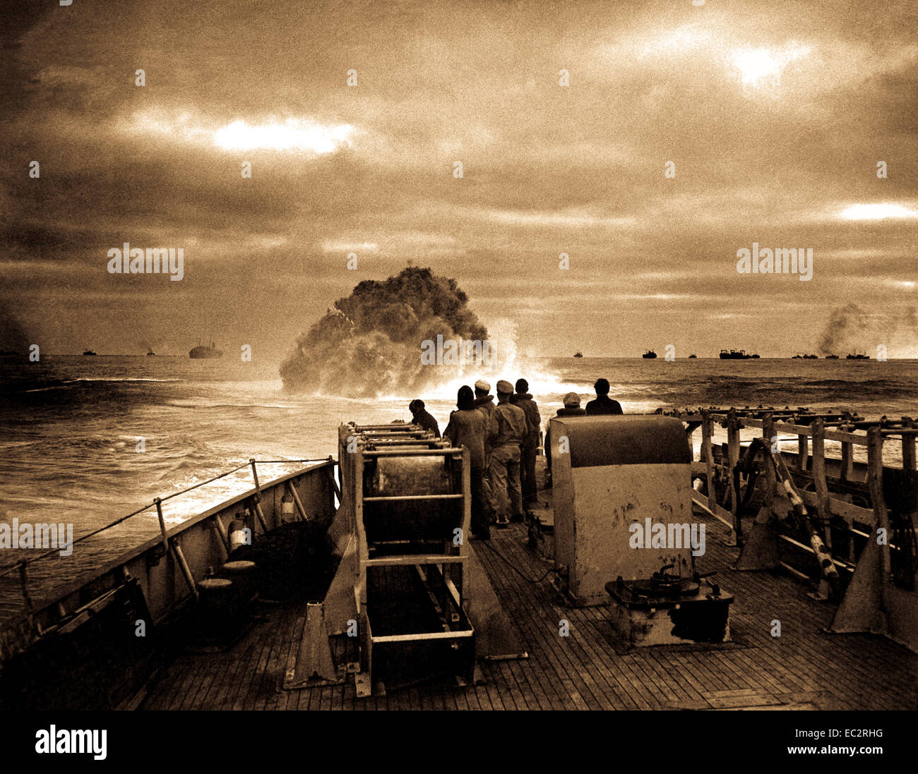 Coast Guardsmen on the deck of the U.S. Coast Guard Cutter Spencer ...