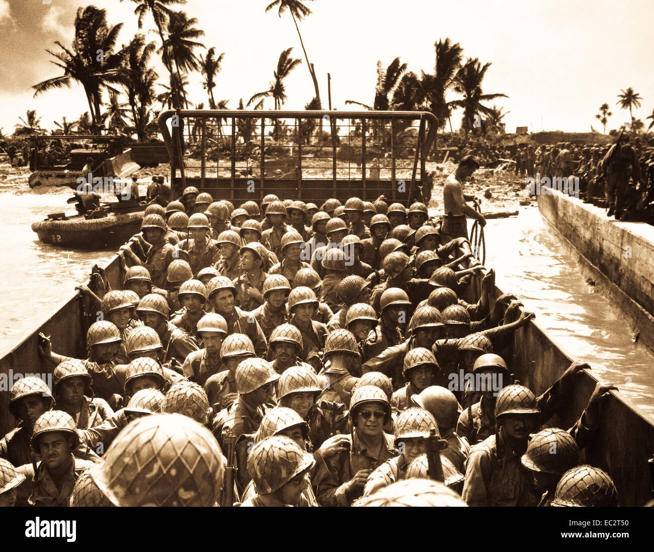 "Paradise Lost" by Japs at Kwajalein. Palm-studded Carlos Island, a ...