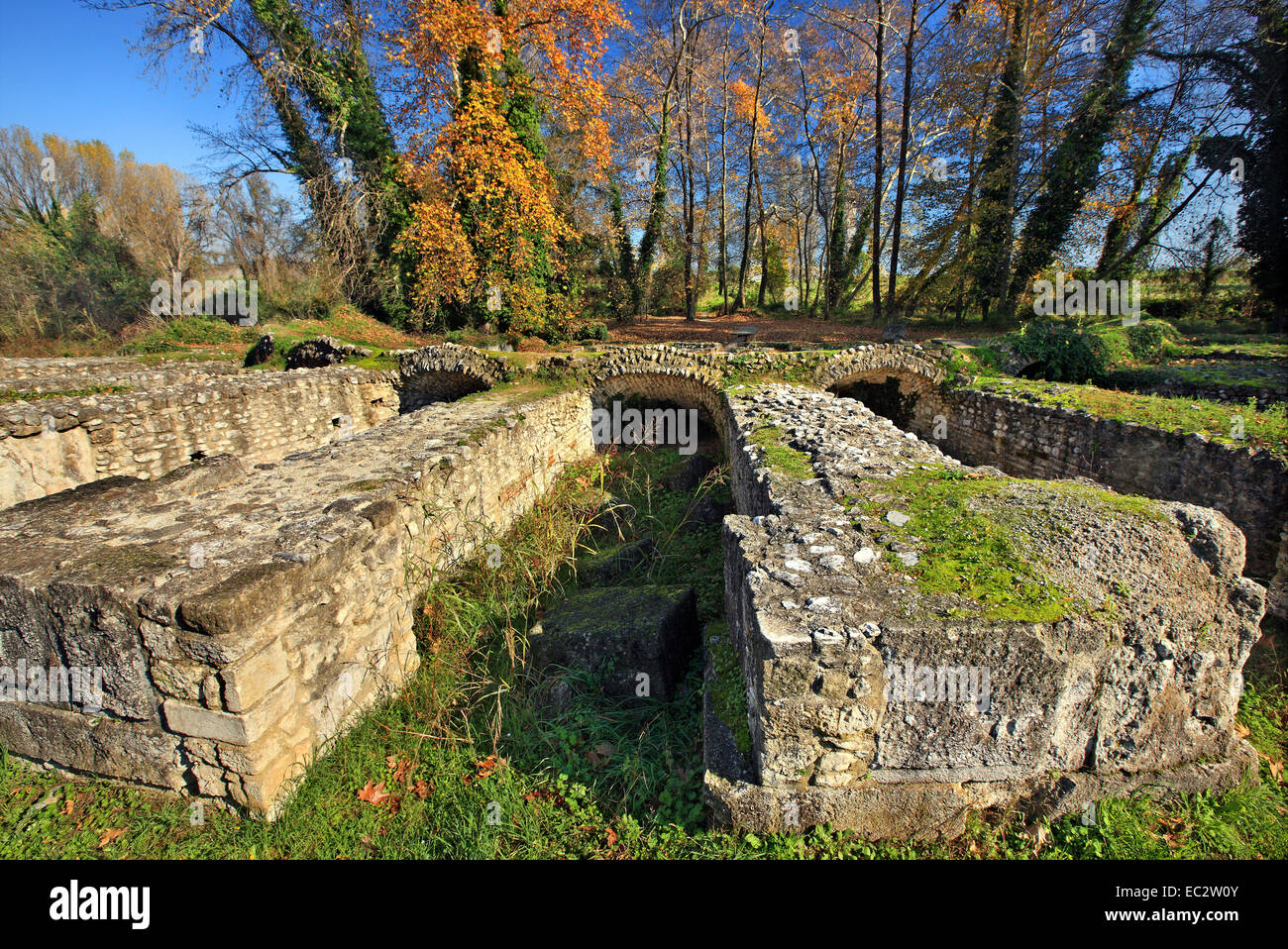 The Roman theater at the archaeological site of Dion, Pieria, Macedonia ...