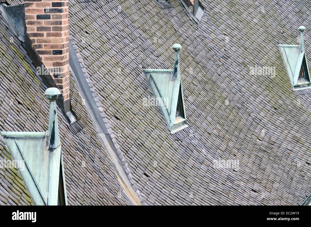 Stone roof on Royal castle Karlstejn in Czech Republic Stock Photo - Alamy