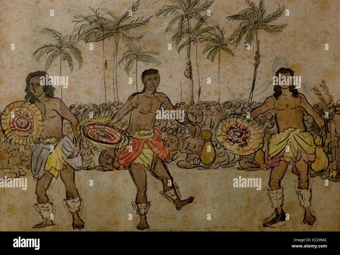 Men of the Sandwich Islands Dancing 1816 Louis Choris Stock Photo - Alamy