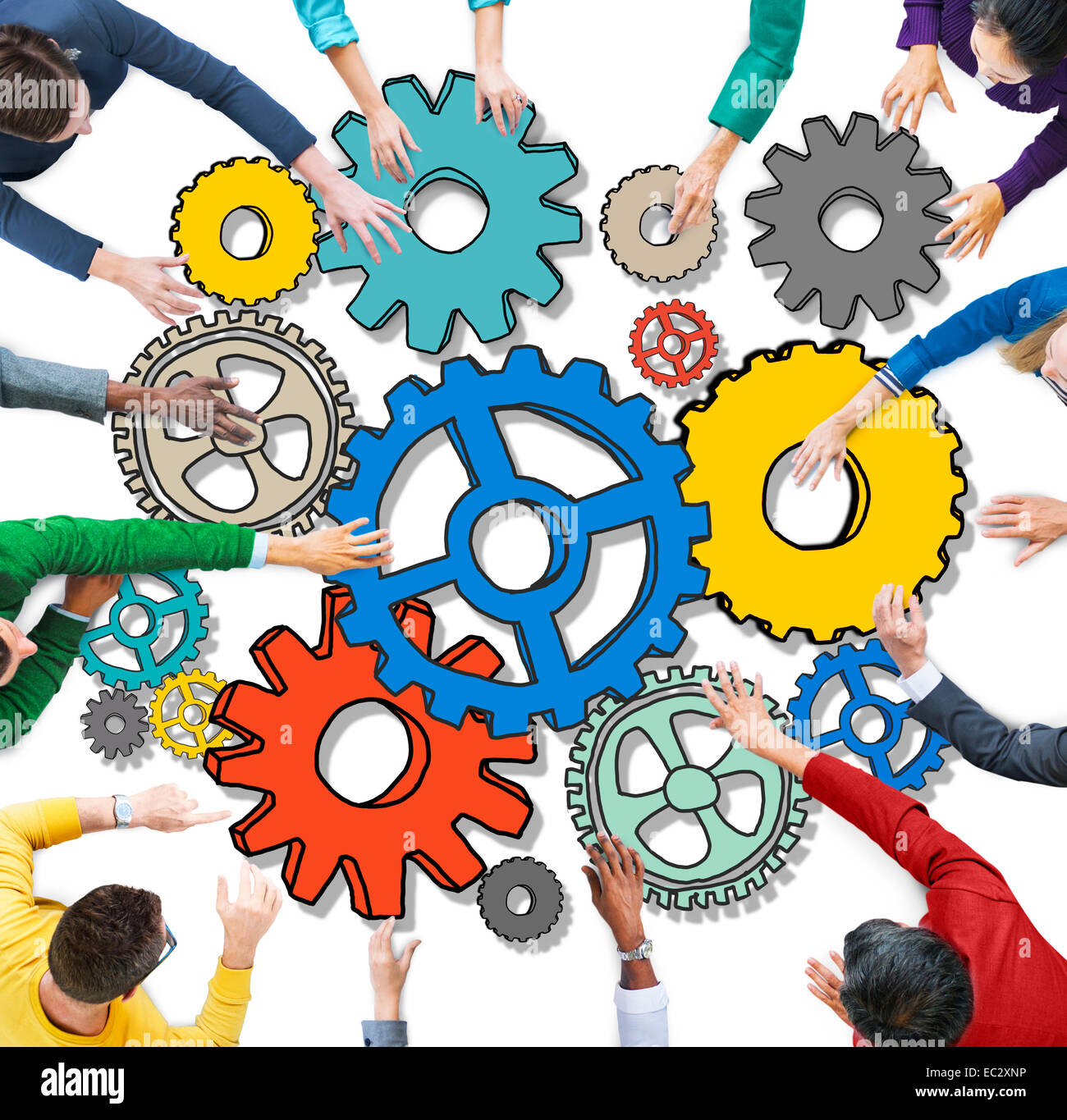 Group of People with Gear Symbol in Photo and Illustration Stock Photo ...