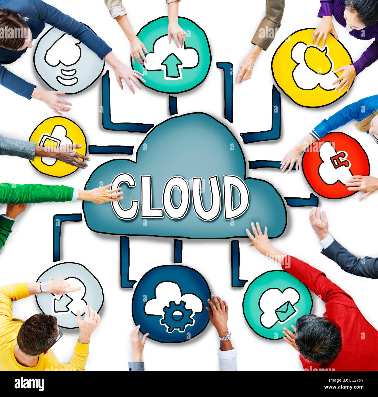 Aerial View of People and Cloud Computing Concepts Stock Photo - Alamy