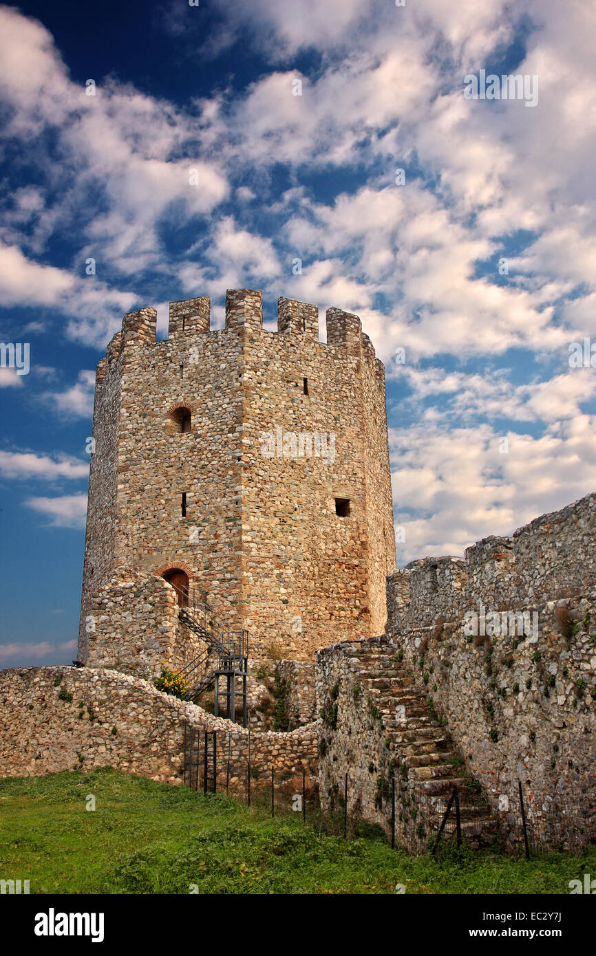 The octagonal tower inside the byzantine castle of Platamonas ...