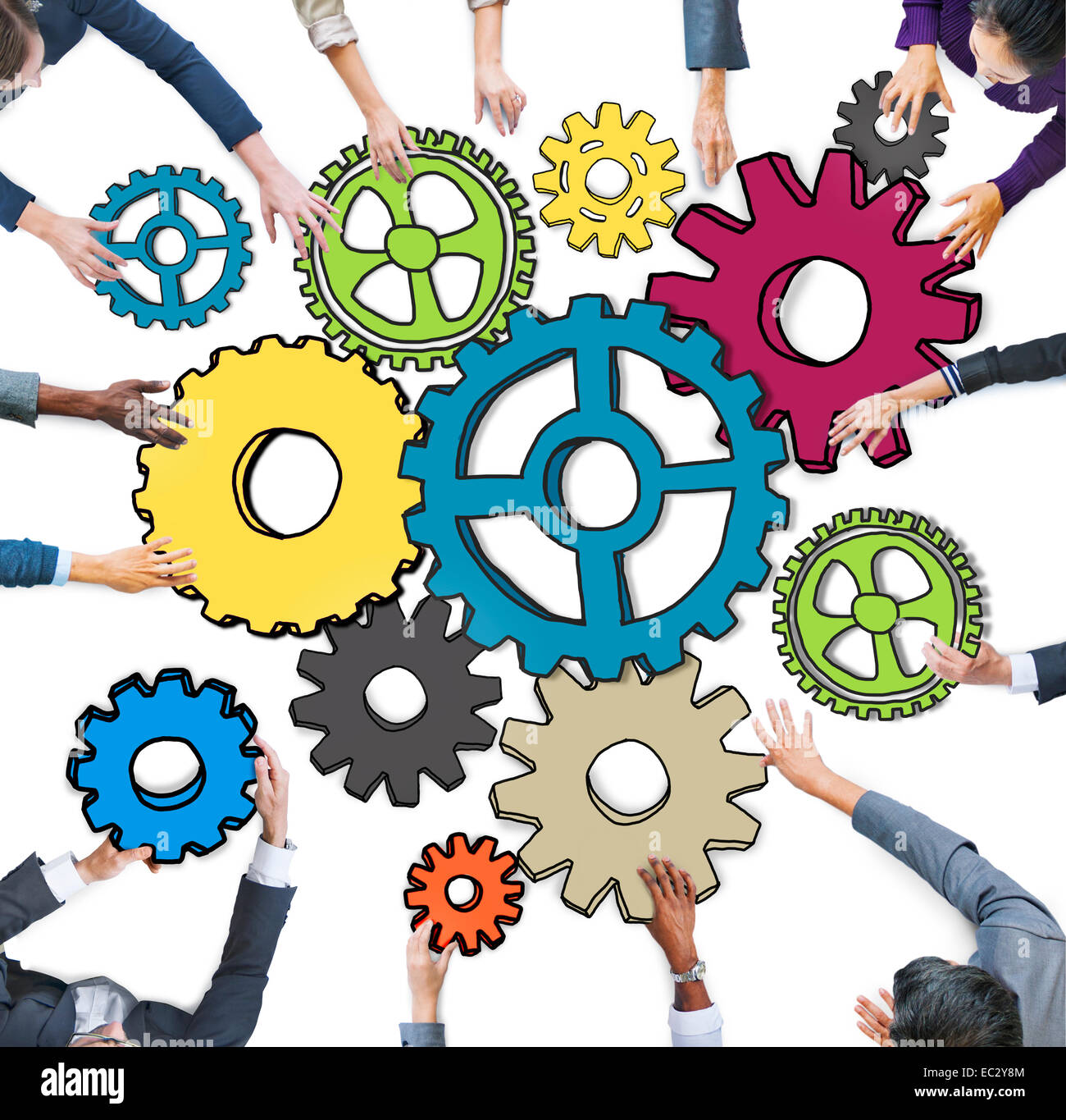 Group of People with Gear Symbol in Photo and Illustration Stock Photo ...