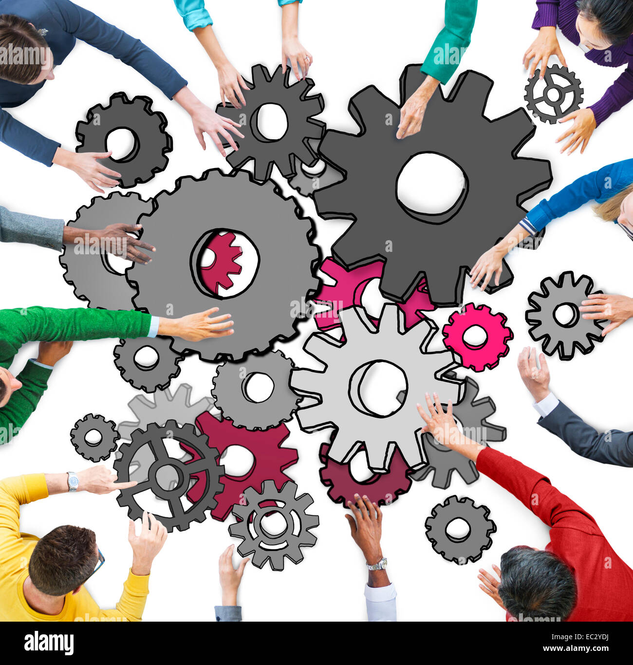 Group of People with Gear Symbol in Photo and Illustration Stock Photo ...