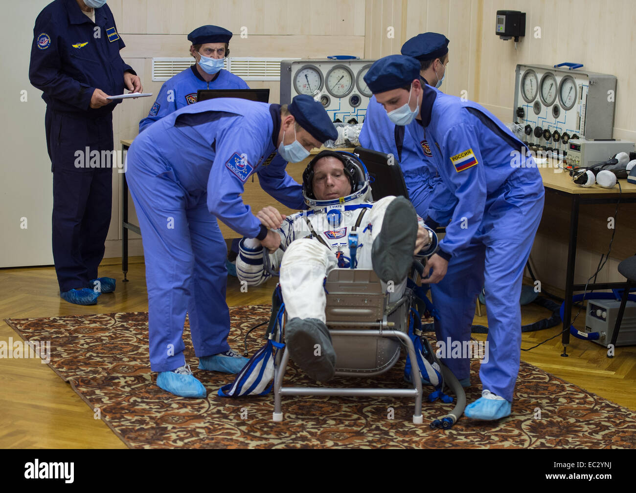 NASA astronaut Terry Virts undergoes pressure testing of his Russian ...