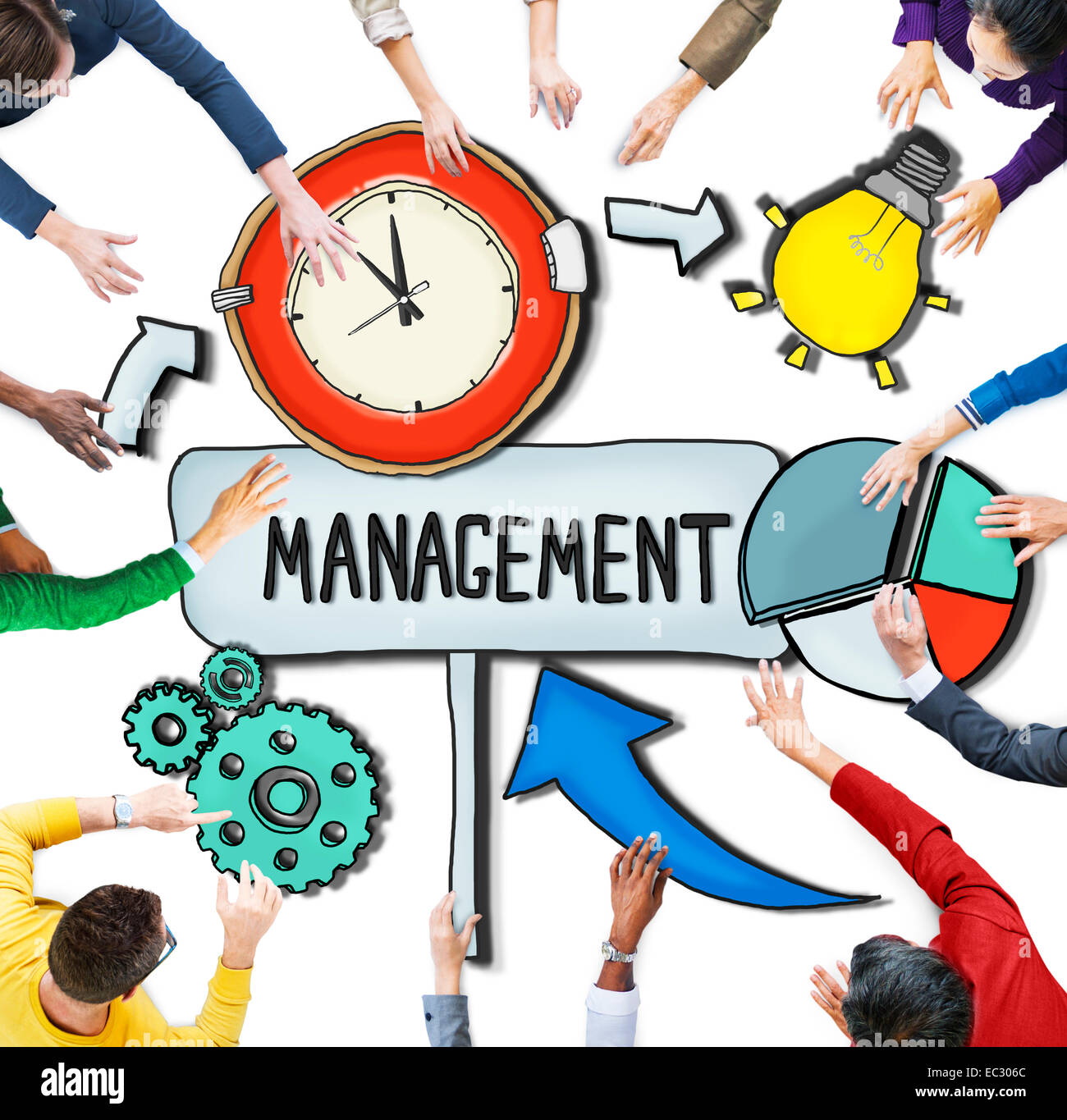 Aerial View of People and Time Management Concepts Stock Photo - Alamy