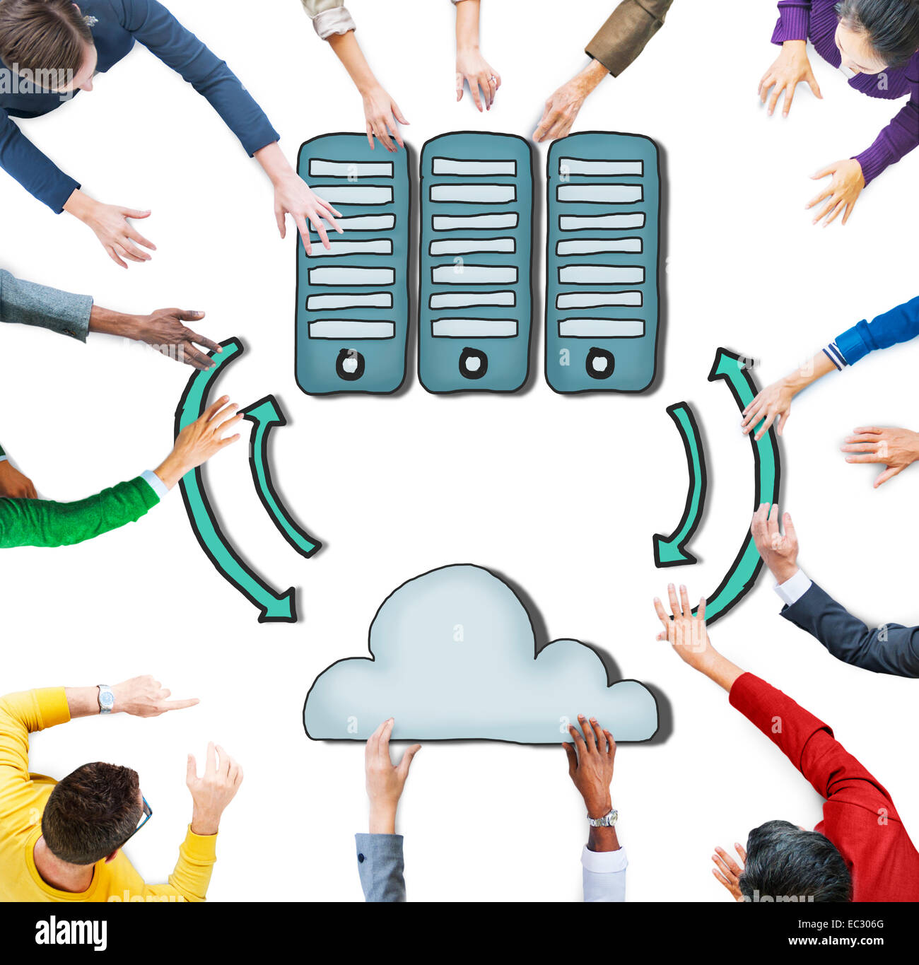 Aerial View of People and Cloud Computing Concepts Stock Photo - Alamy