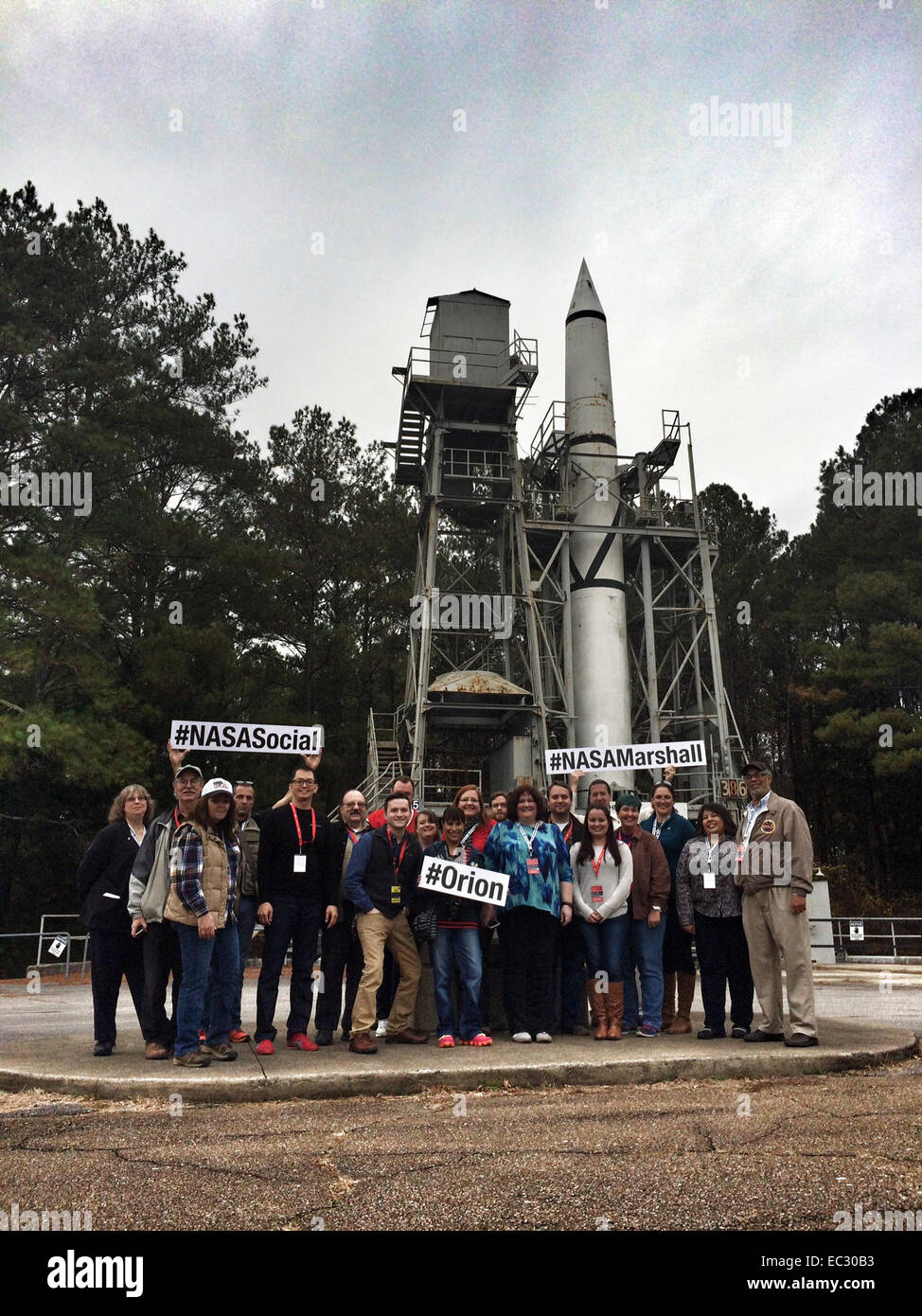 A tour group visits the Redstone Rocket Test Stand at the Marshall ...