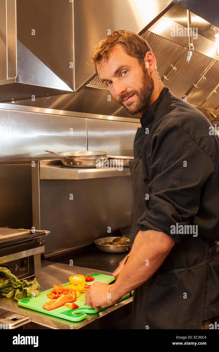 chef Luca Crestanelli work in the kitchen, S.Y. Kitchen, Santa Ynez ...