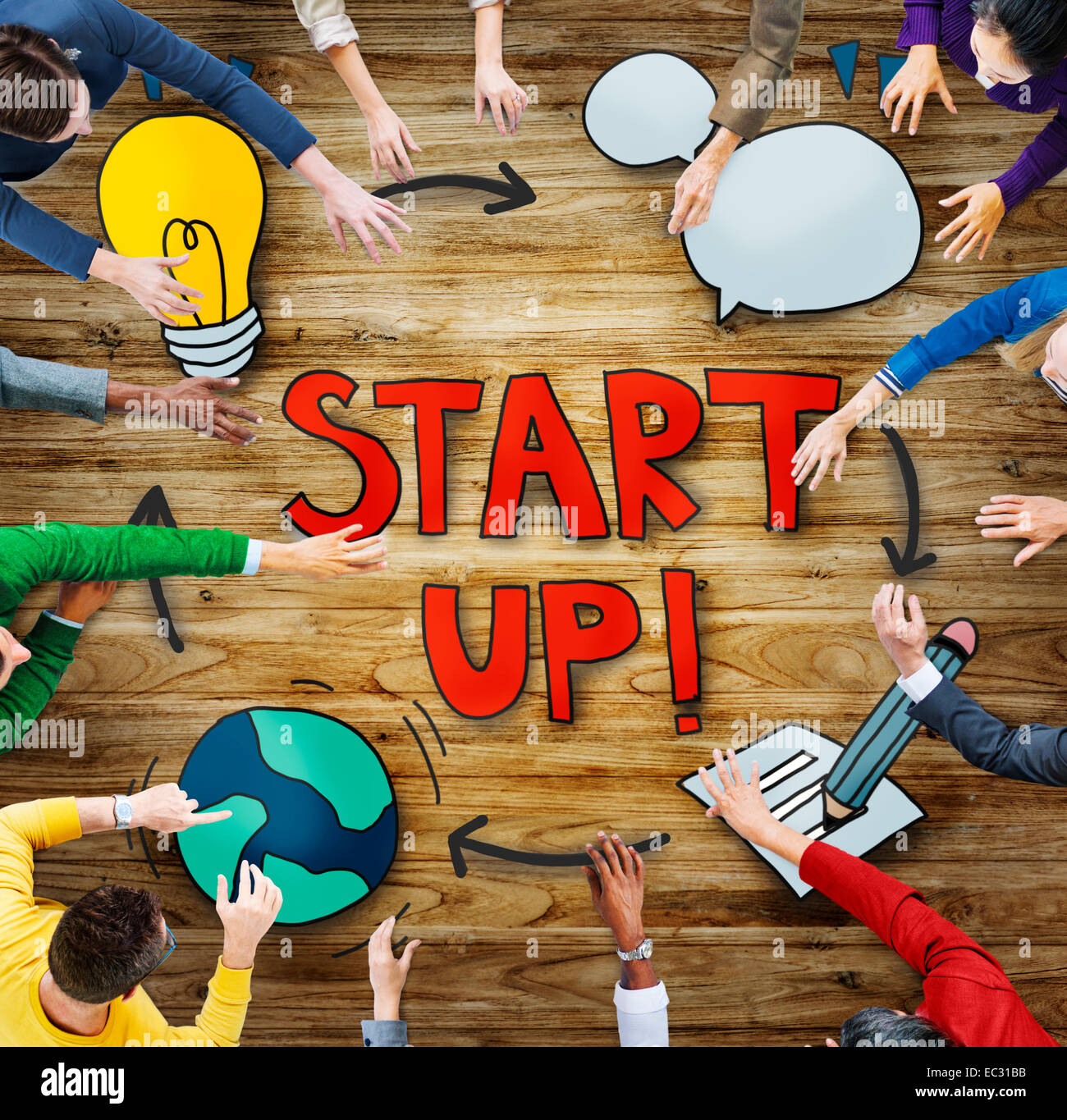 Aerial View of People and Startup Business Concepts Stock Photo - Alamy