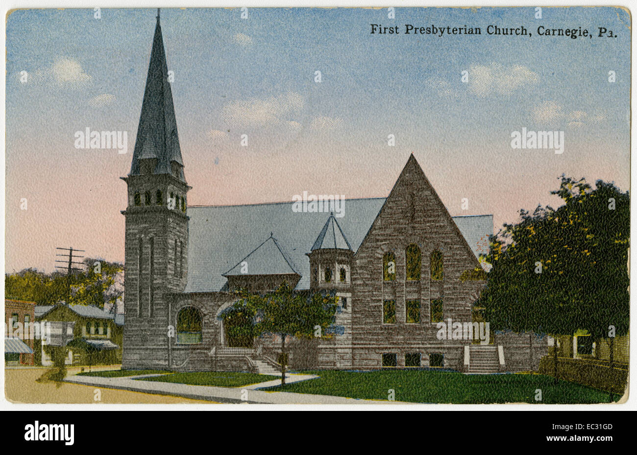 First Presbyterian Church in Carnegie, Pennsylvania on a pre-1923 ...
