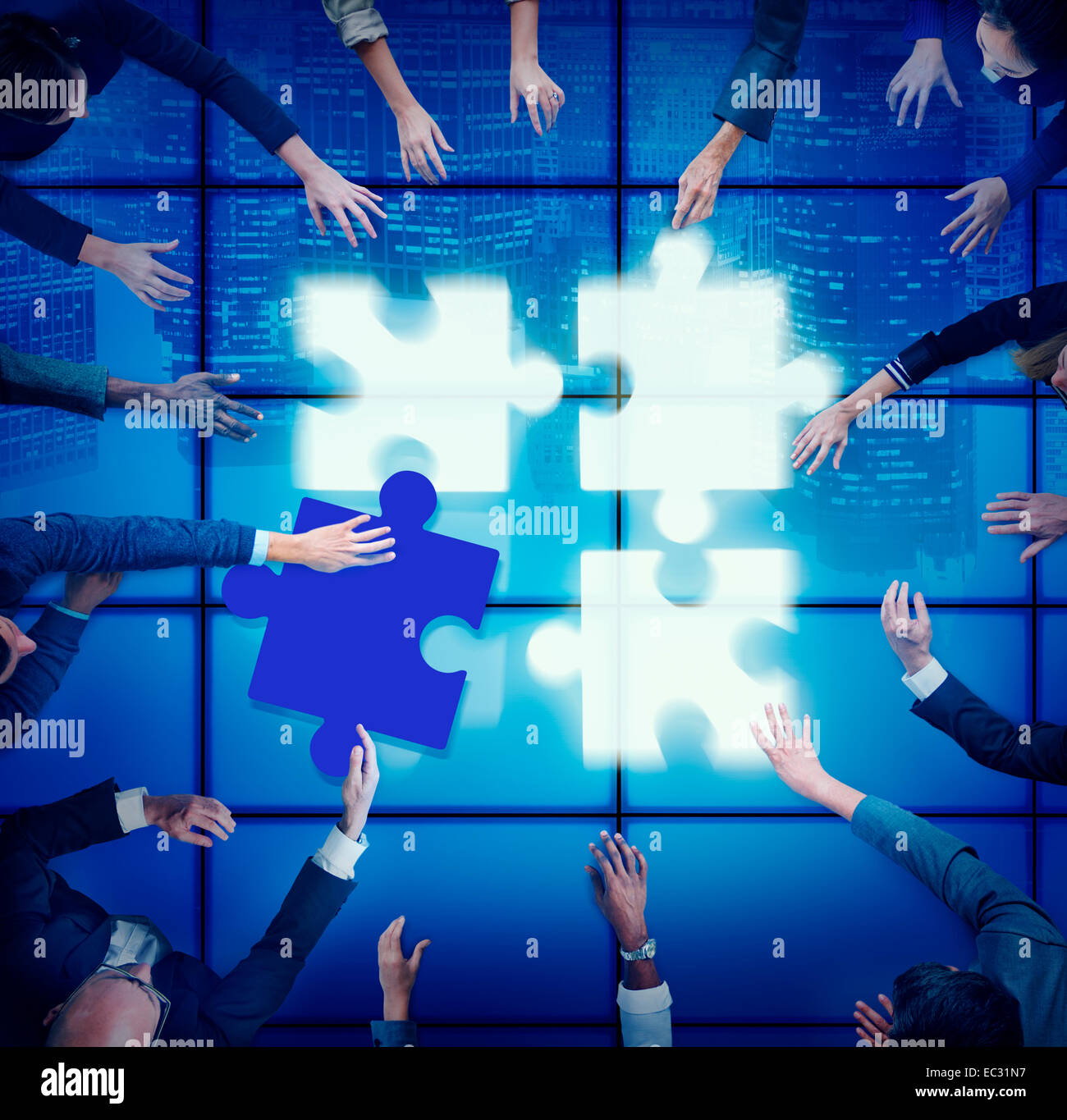 Jigsaw Puzzle Support Team Coopeartion Togetherness Unity Concept Stock ...