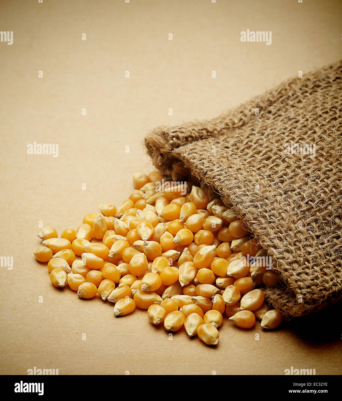 The grain corn in small sack Stock Photo - Alamy