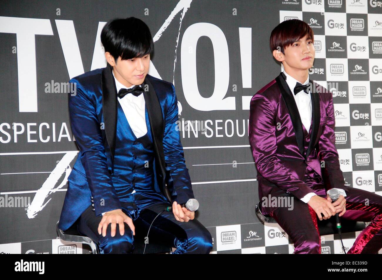 Seoul, Korea. 07th Dec, 2014. TVXQ Yunho and Shim Changmin attend the ...