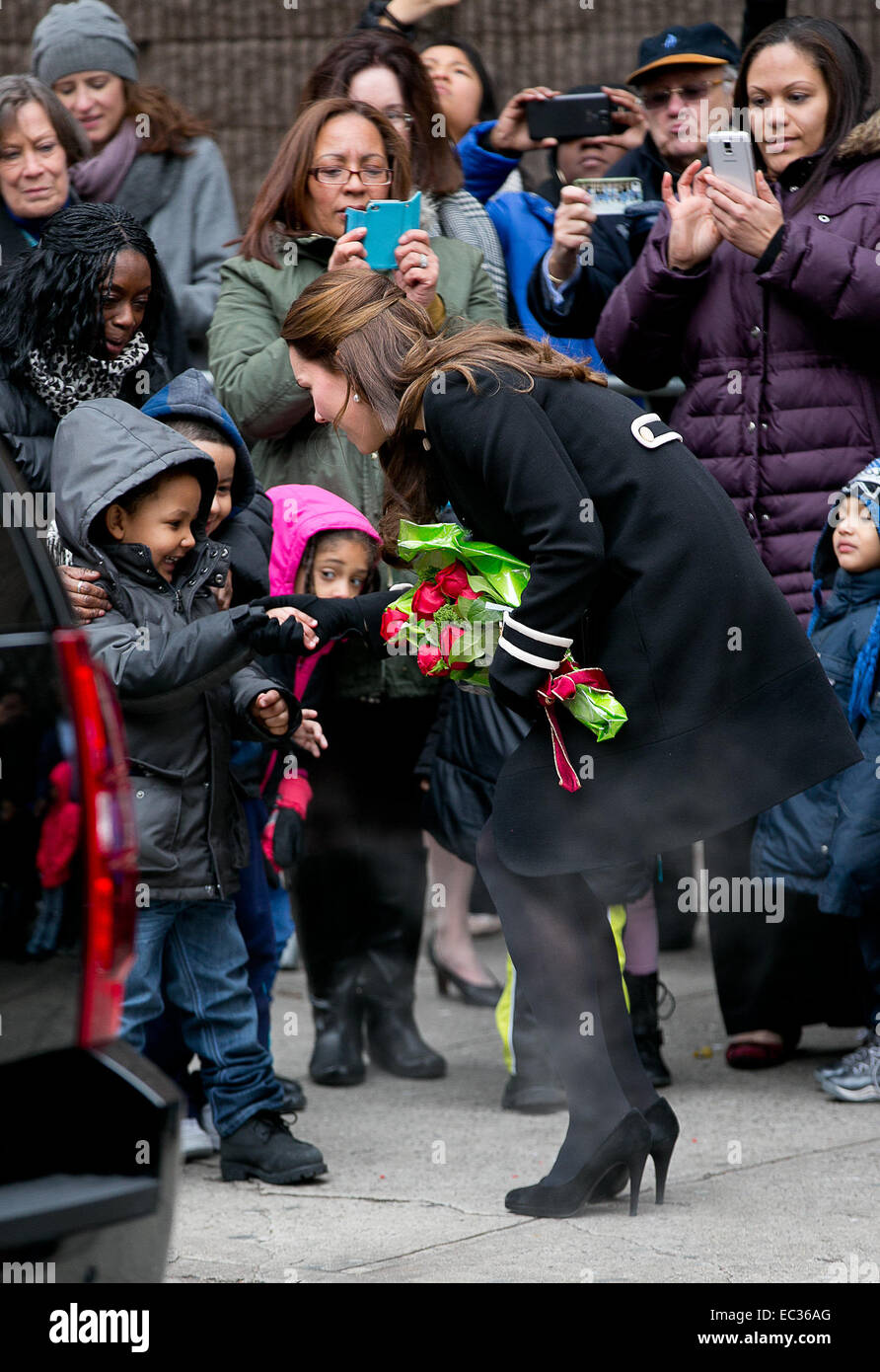 New York, USA. 08th Dec, 2014. Catherine, Duchess of Cambridge talking ...