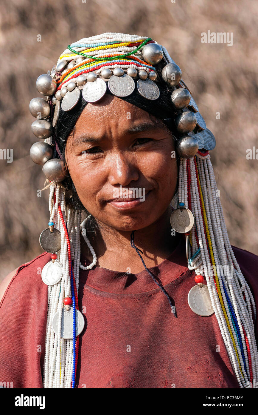 Akha woman with headdress hi-res stock photography and images - Alamy