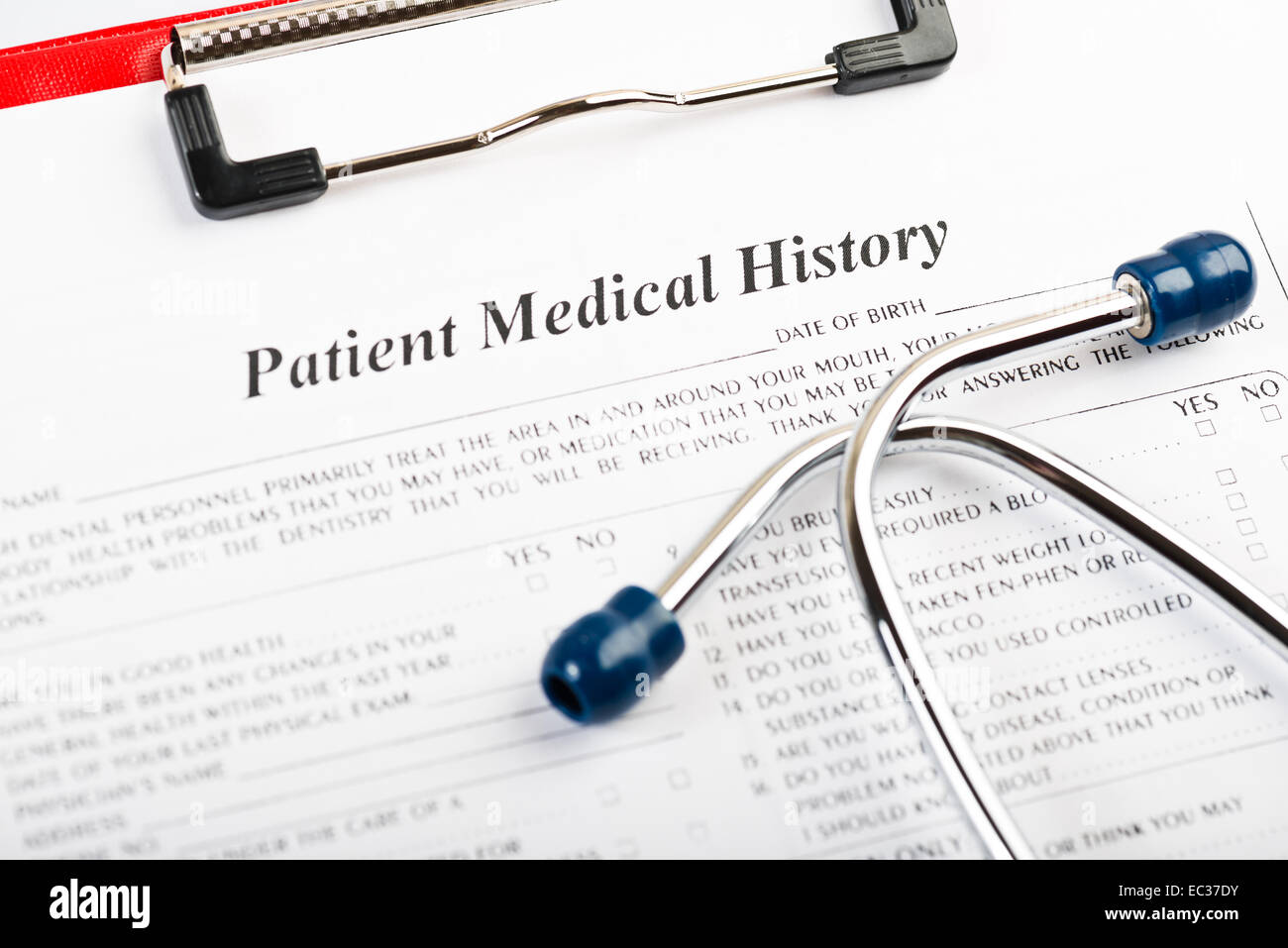 medical history with stethoscope Stock Photo - Alamy