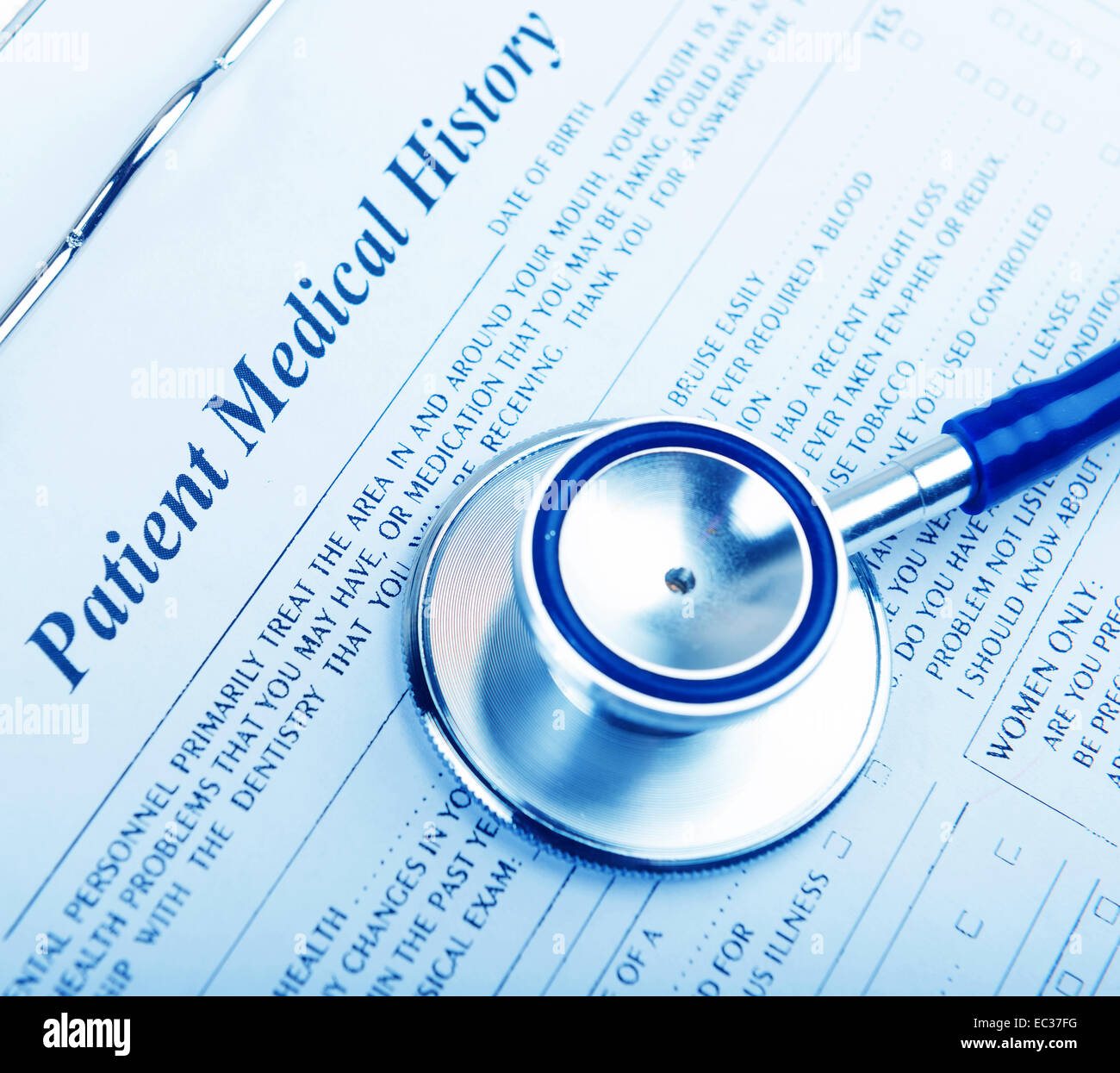 medical history with stethoscope Stock Photo - Alamy