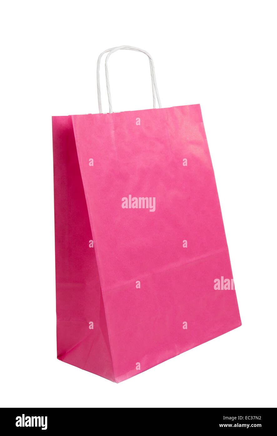 pink shopping bag on the white background Stock Photo - Alamy