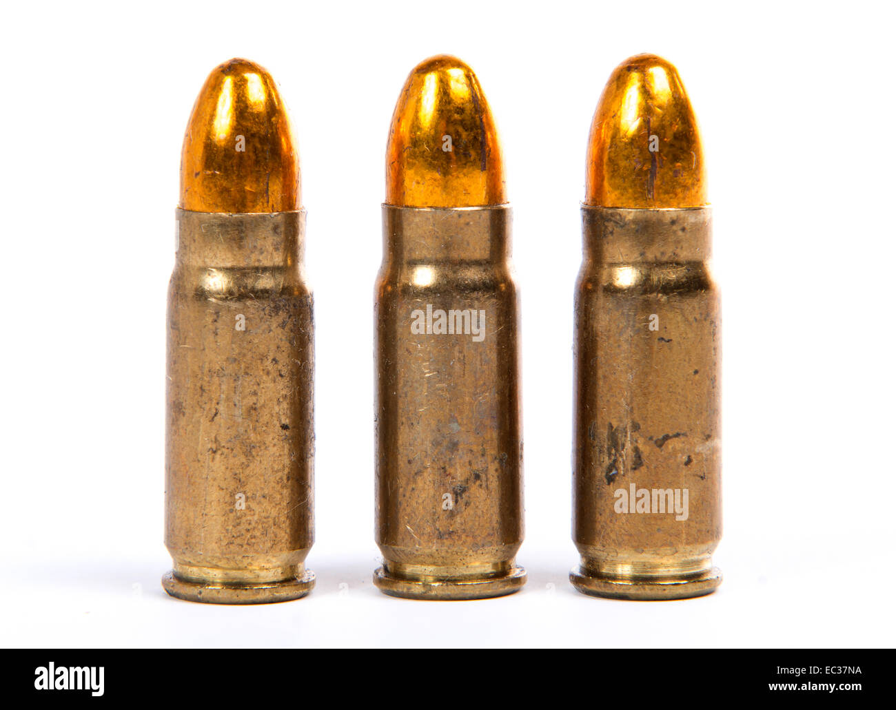 three ammunition for firearms on the white background Stock Photo - Alamy