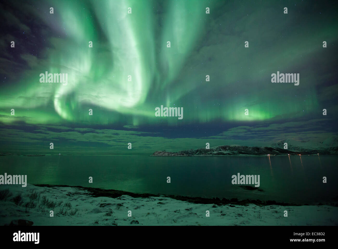 Northern Lights in Sommaroy, Kvaloya, Tromvik, Troms, Norway Stock ...