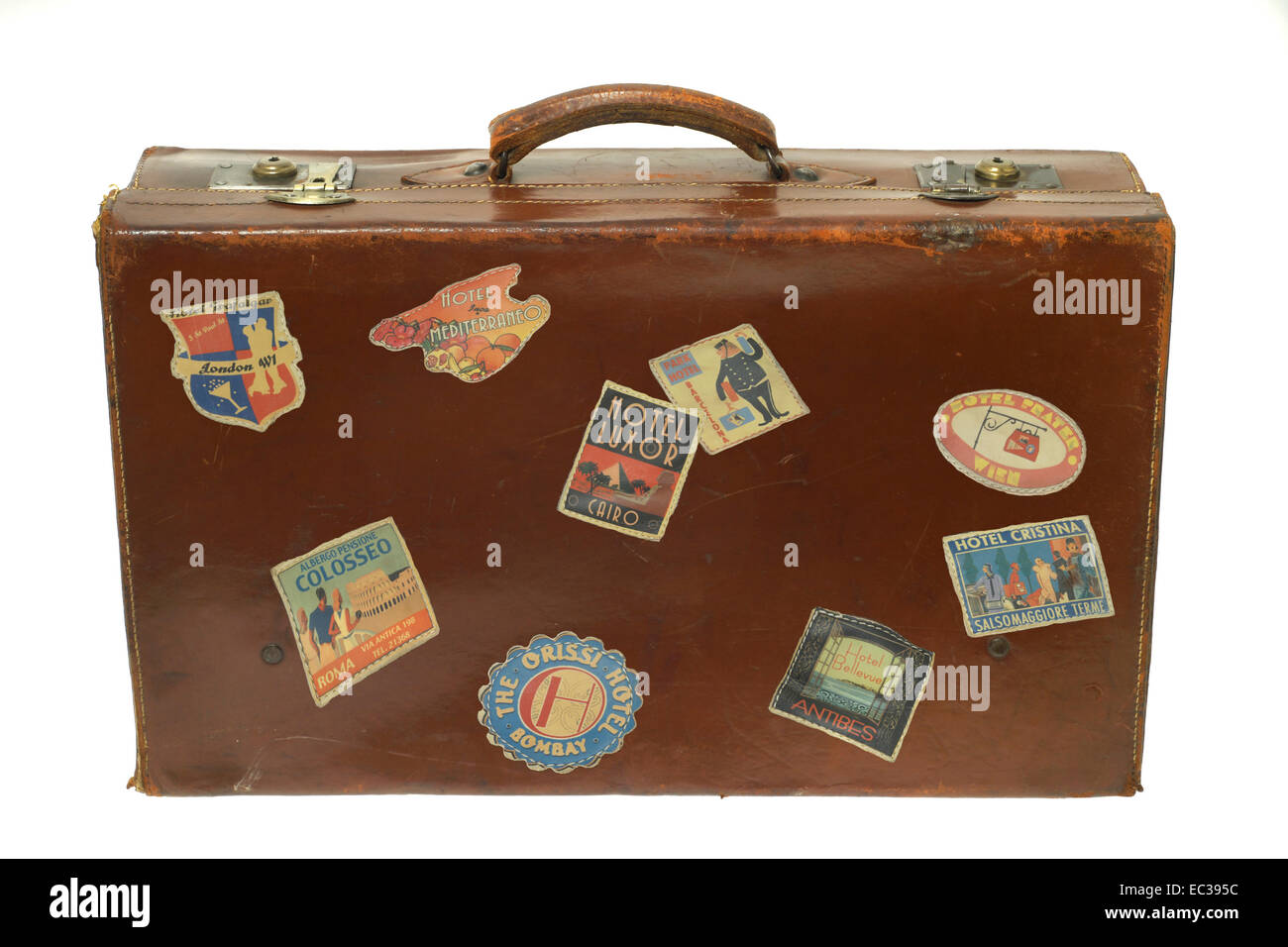 old case with sticker Stock Photo - Alamy