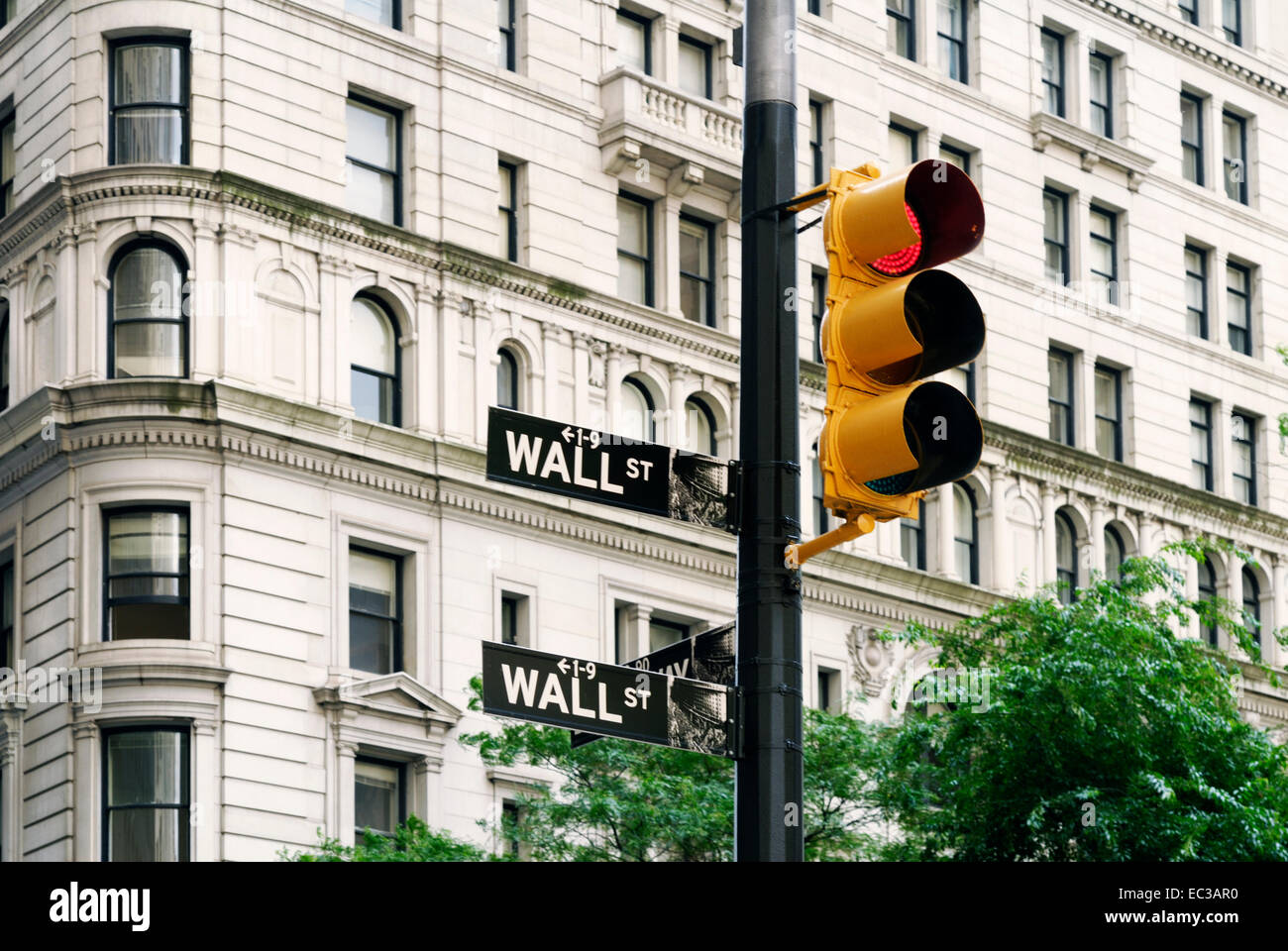 Red Traffic Light, Wall Street, New York City, USA Stock Photo - Alamy
