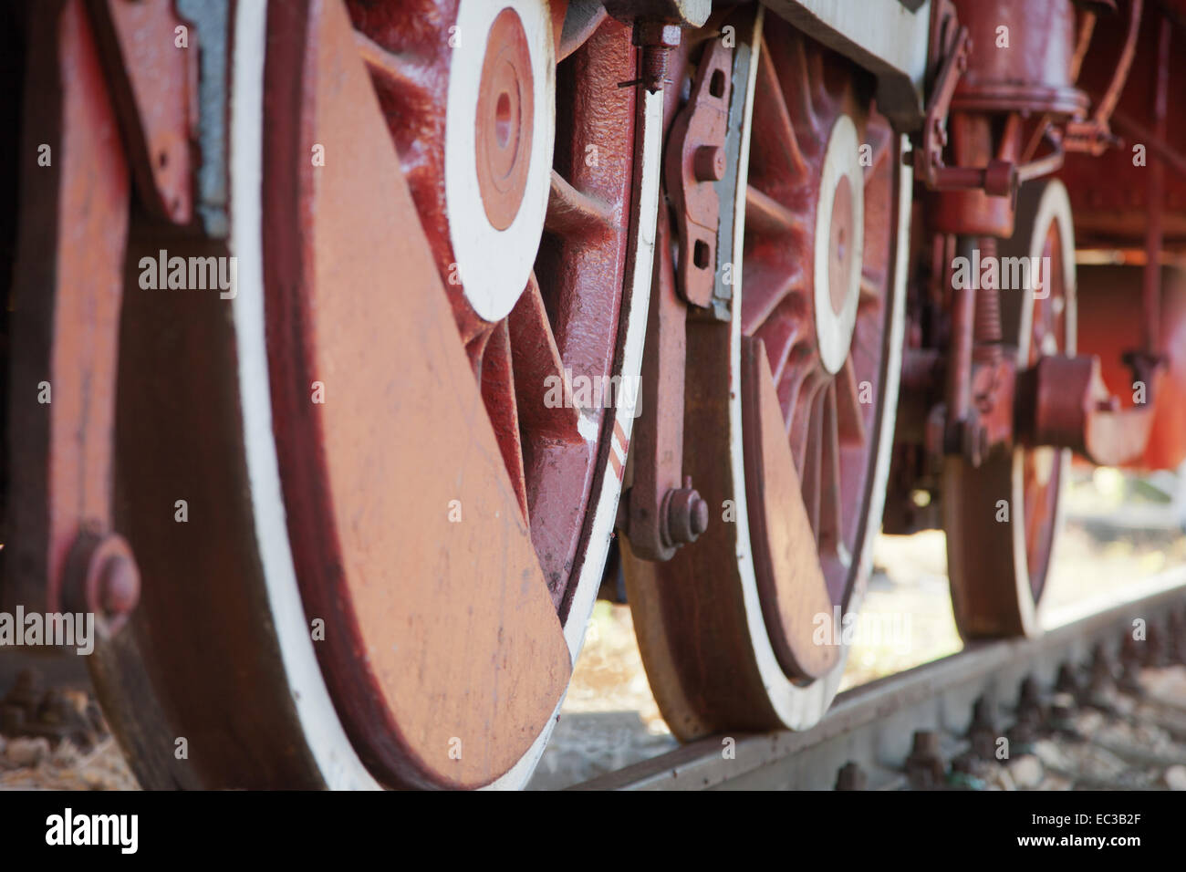 Locomotive wheels on the metals Stock Photo - Alamy