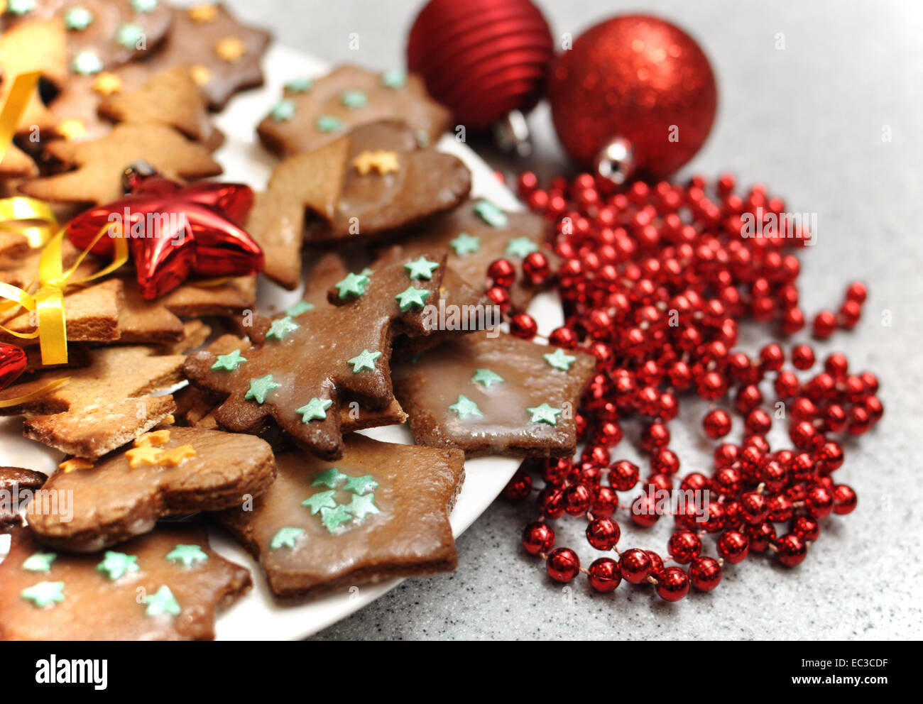 Glazed gingerbread biscuits Stock Photo - Alamy