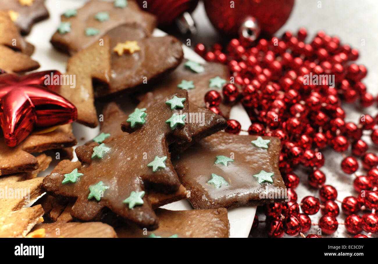 Glazed gingerbread biscuits Stock Photo - Alamy