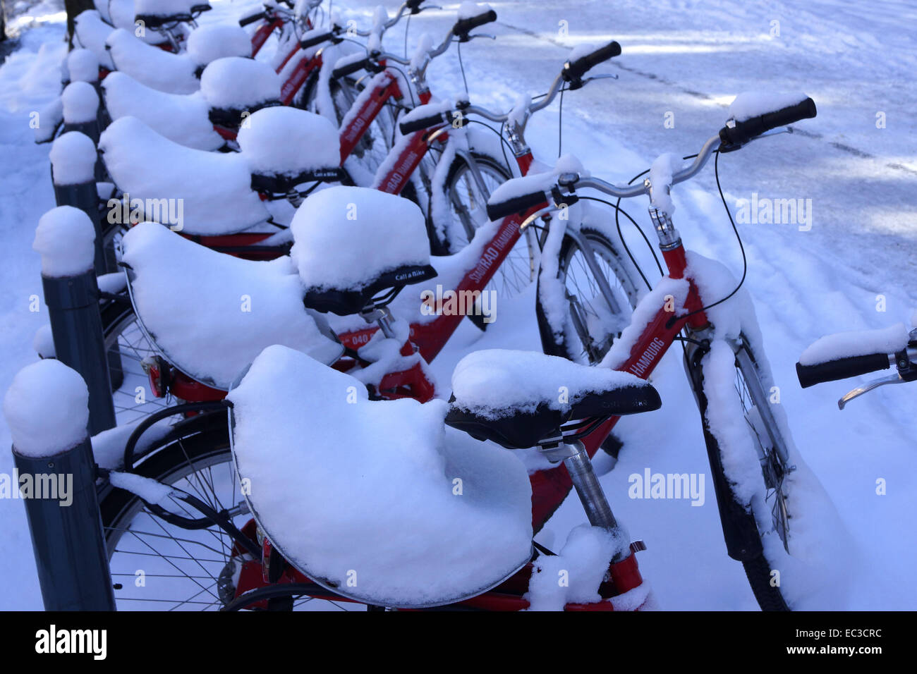 Bikes with snow Stock Photo - Alamy
