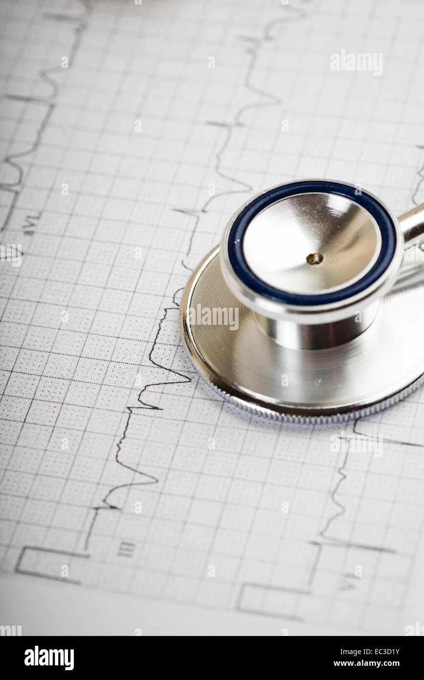 Stethoscope on cardiogram concept for heart care Stock Photo - Alamy