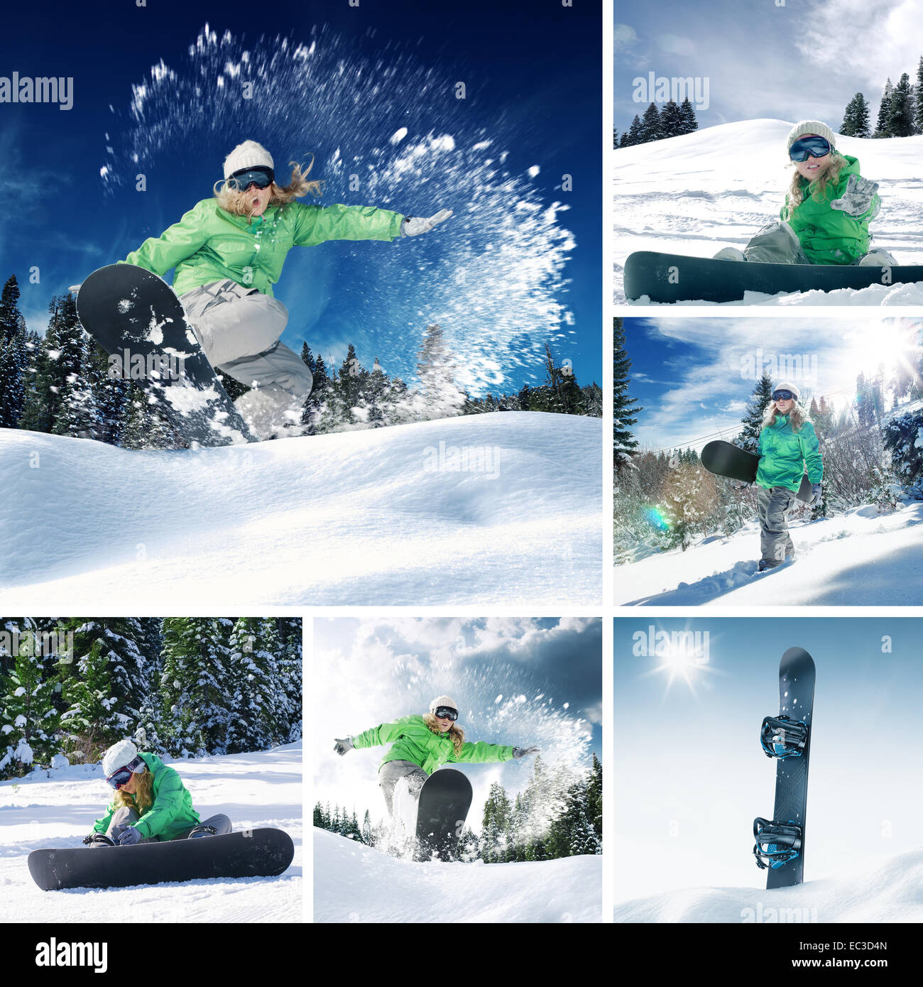 snowboarder theme collage composed of a few different images Stock ...
