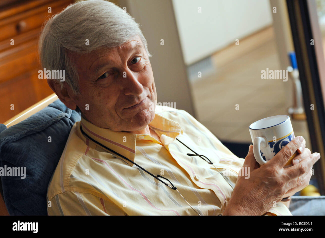 Old Man Drinking Coffee, Tea Stock Photo - Alamy