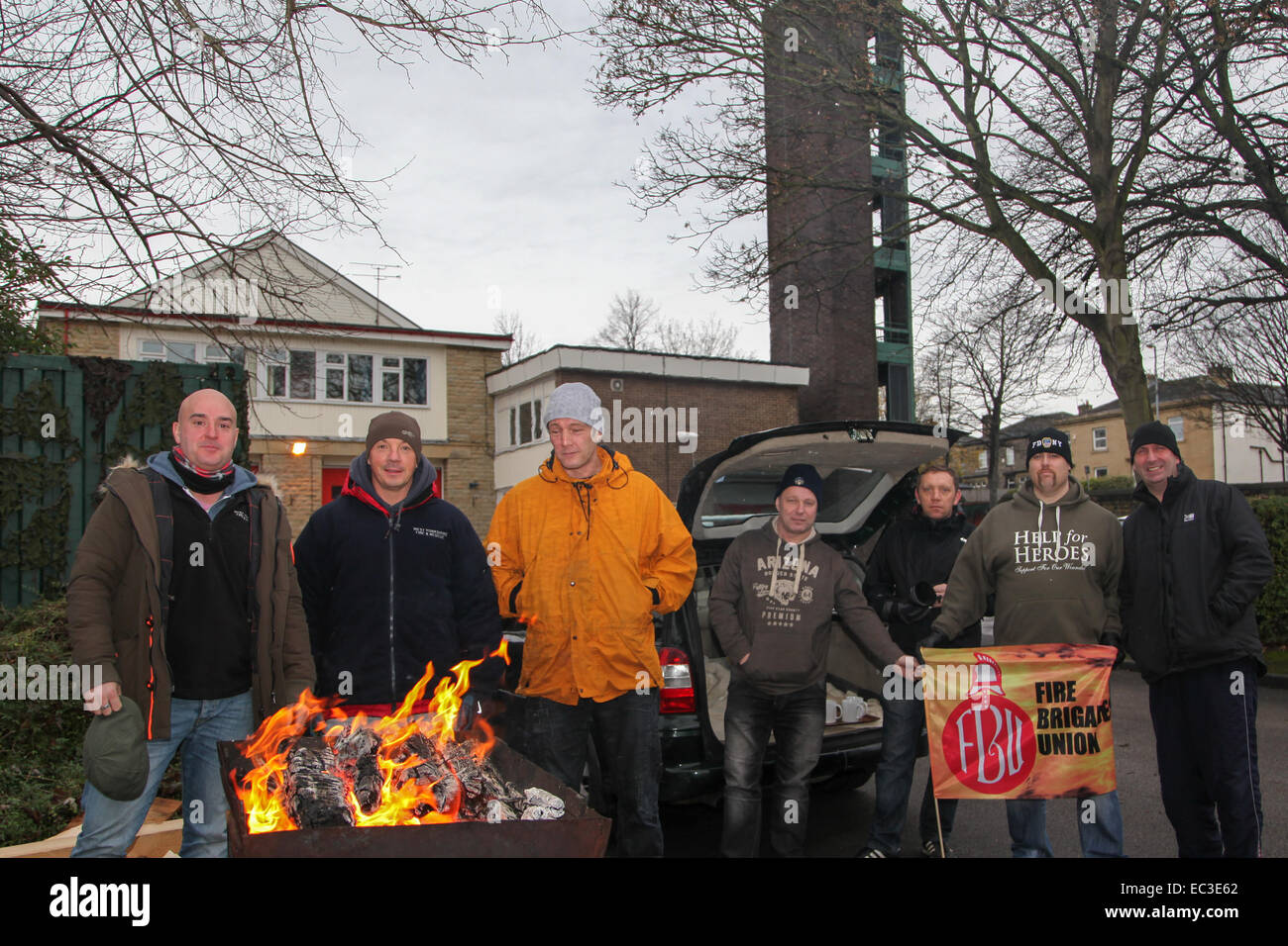 Union picket line fire brigade union flag hi-res stock photography and ...