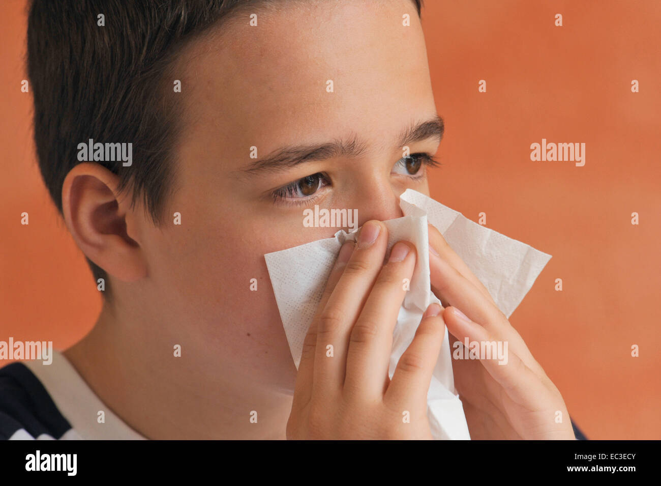 Teenager with a Head Cold Stock Photo - Alamy