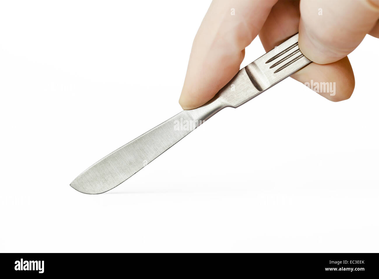 Scalpel in doctor's hand isolated in white background Stock Photo - Alamy