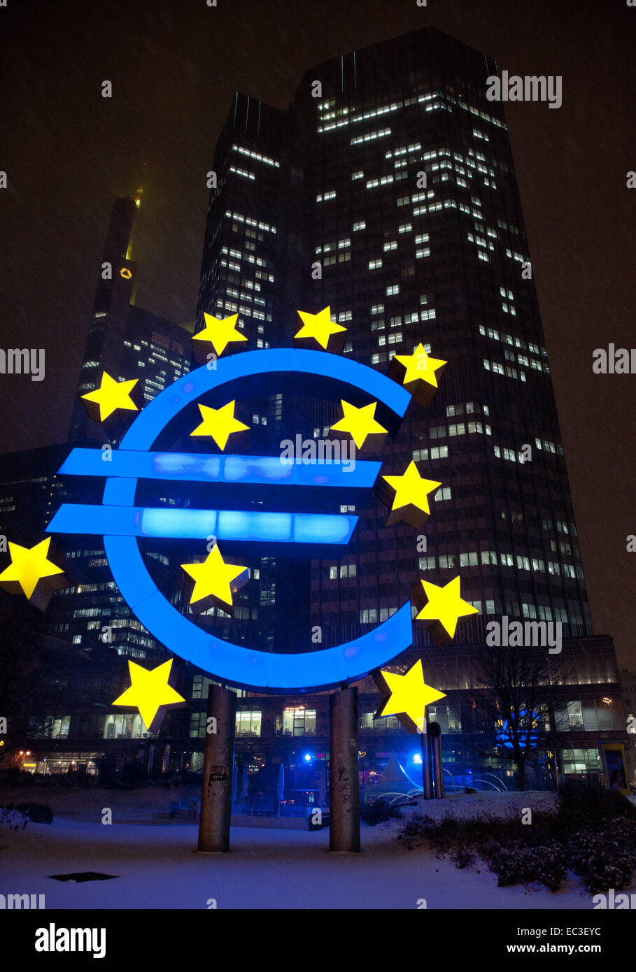 Euro sign in front of the eurotower hi-res stock photography and images ...